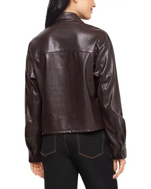 Karen Kane Faux Leather Cropped Shirt