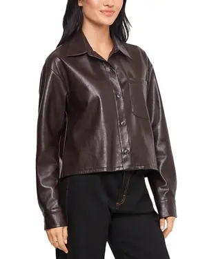 Karen Kane Faux Leather Cropped Shirt