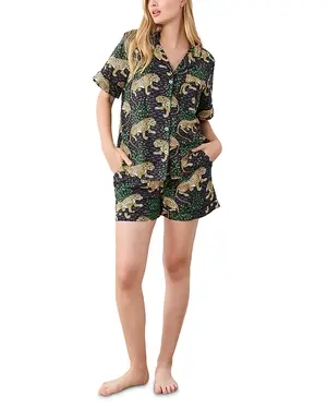 PRINTFRESH Bagheera Blush Shorts Pajama Set Ink