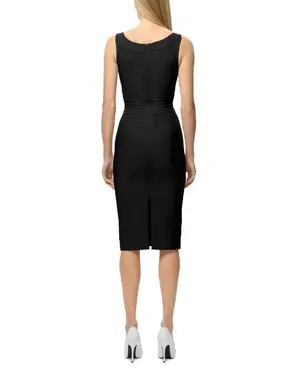 Herve Leger The Solara Scoop Neck Midi Dress - Black
