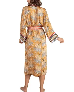 PRINTFRESH Bagheera Satin Robe - Tobacco