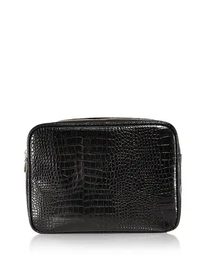ABBODE Croc Embossed Faux Leather Pouch