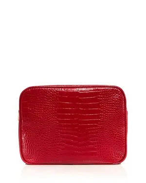 ABBODE Large Croco Embossed Pouch - Red