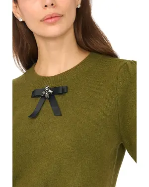 CECE DUPRAZ Bow Detail Short Sleeve Sweater - Capulet Olive