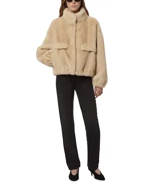 Apparis Iris Shaved Faux Fur Bomber Coat