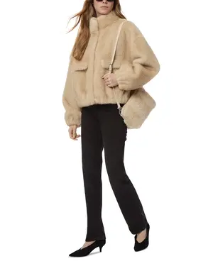 Apparis Iris Shaved Faux Fur Bomber Coat