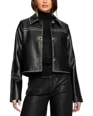 Ramy Brook Mira Leather Contrast Stitch Jacket