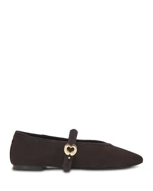 Maje Suede Mary Jane Flats - Brown