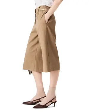 Maje Ipania Pinstriped Bermuda Shorts - Beige