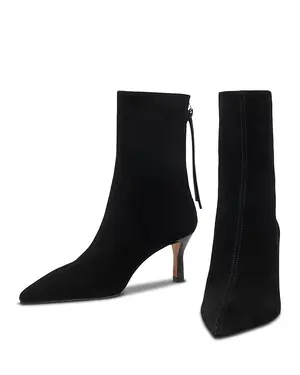 Maje Suede Pointed Toe Ankle Boots