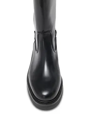 Maje Leather Chain Knee High Boots
