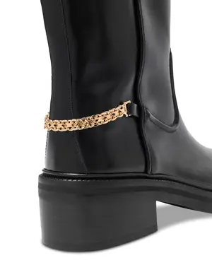 Maje Leather Chain Knee High Boots