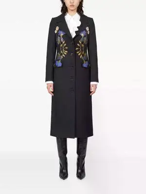 Elie Saab Floral-embroidered Single-breasted Coat