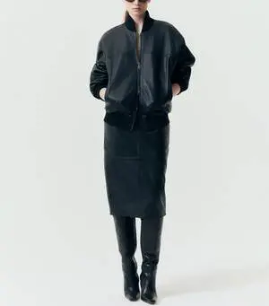 Marella Leather Panelled Skirt