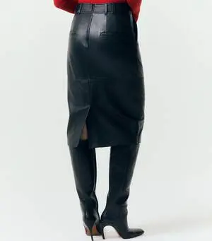 Marella Leather Panelled Skirt