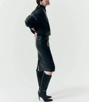 Marella Leather Panelled Skirt