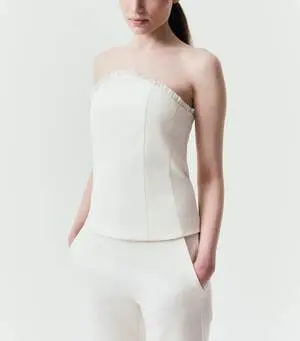 Marella Ruffled-neck Sleeveless Top - Ivory