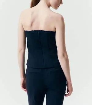 Marella Ruffle-trim Sleeveless Bustier - Navy