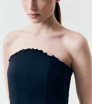 Marella Ruffle-trim Sleeveless Bustier - Navy