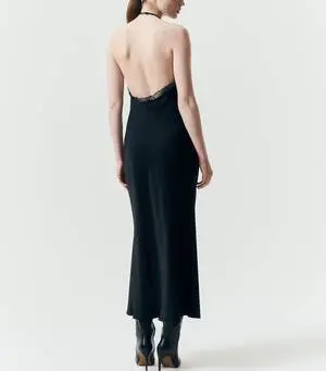 Marella Satin Halter-neck Maxi Dress
