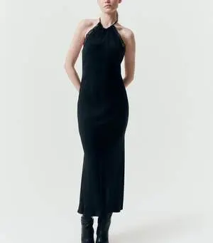 Marella Satin Halter-neck Maxi Dress