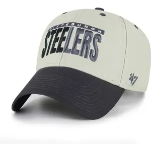 '47 Black Pittsburgh Steelers Half Block Text Mvp Adjustable Hat - Gray
