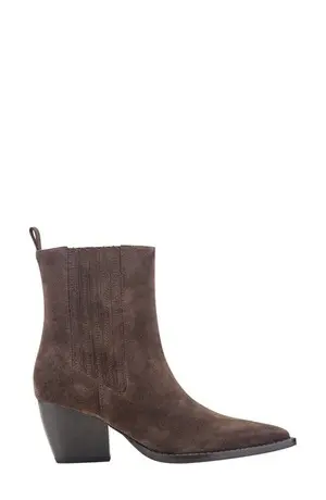Marc Fisher Zane Leather Chelsea Bootie - Dark Brown
