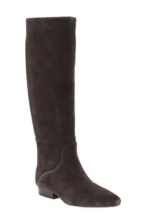 Calvin Klein Slona Leather Knee High Boot - Dark Brown