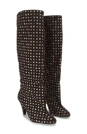 Kurt Geiger Lambeth Studded Slouchy Leather Knee High Boot