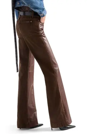 7 For All Mankind Dojo Coated Mid Rise Flare Jeans