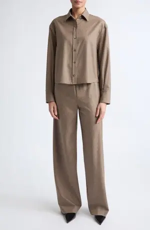Maria Mcmanus Button Sleeve Cropped Wool Blend Shirt