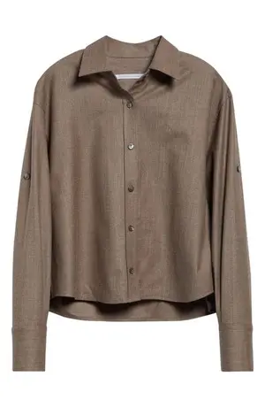 Maria Mcmanus Button Sleeve Cropped Wool Blend Shirt