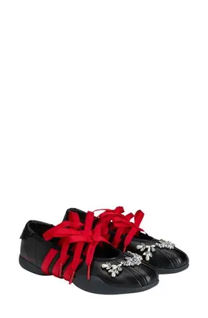Adidas X Simone Rocha Taekwondo Leather Ballerina Flat - Core Black