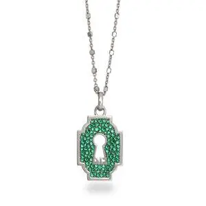 MYRTO KATRAMADOU JEWELLERY Green / Silver Unlocked Lock Necklace Silver Emerald Green - Green/silver