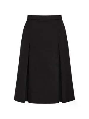 PUSHBUTTON Flared Pleated Midi Skirt - Black