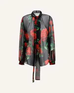 Dolce & Gabbana Rose Print Chiffon Blouse