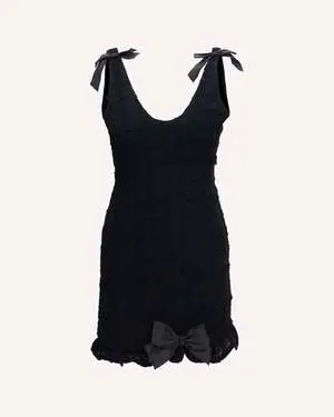 Alessandra Rich Checked Bouclé Tweed Mni Dress With Bows