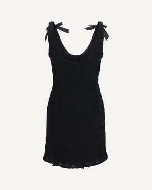 Alessandra Rich Checked Bouclé Tweed Mni Dress With Bows