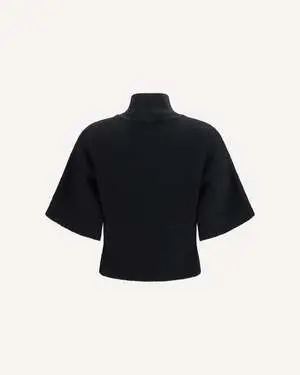 Alaïa Cropped Cashmere Turtleneck Sweater - Black