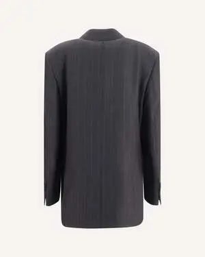 AMI Paris Striped Wool Double Breasted Blazer