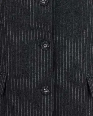 GANNI Pinstripe Wool Blazer - Grey