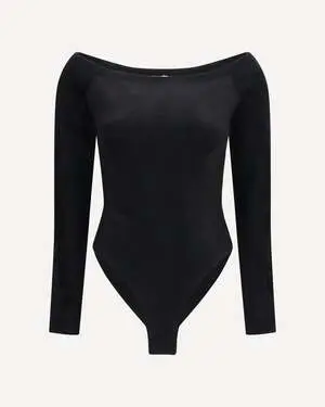 Alaïa Velvet Off-shoulder Bodysuit