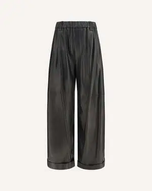 Brunello Cucinelli Baggy Nappa Leather Pants - Black