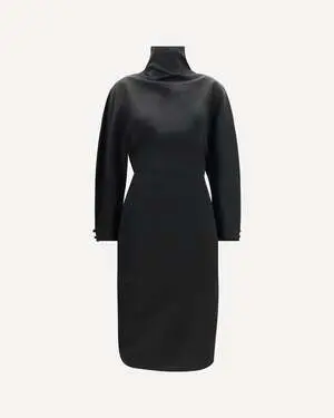 Khaite Harlin Draped Ramie-blend Satin Dress - Black