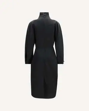 Khaite Harlin Draped Ramie-blend Satin Dress - Black