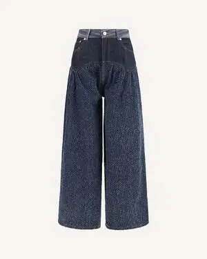 GANNI Embroidered Corset Balloon Jeans - Blue