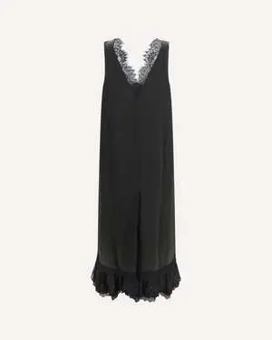 GANNI Lace-trimmed Satin Long Dress