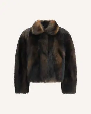 Brunello Cucinelli Soft Shearling Jacket With Shiny Zipper Pull - Brown