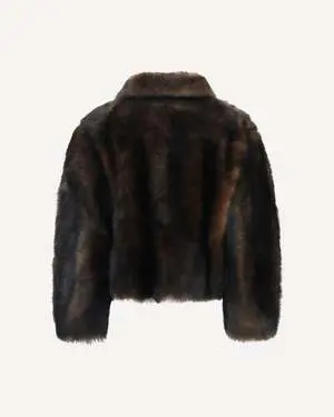 Brunello Cucinelli Soft Shearling Jacket With Shiny Zipper Pull - Brown