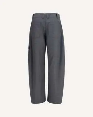 Brunello Cucinelli Barrel Cargo Pants In Virgin Wool Twill With Monile